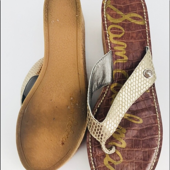 Sam Edelman | Shoes | Sam Edelman Gold Wedge Romy Sandals | Poshmark
